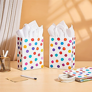 SUNCOLOR 24 Pack 9" Small Party Favor Bags Goodie Bags for Birthday Party Gift Bags With Handle(Polka Dot)