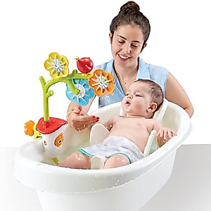 Yookidoo Baby Bath Mobile - Spinning Flowers and Swiveling Fountain for Newborn and Toddler Bath Time Sensory Development (Tub Not Included) - Attaches to Any Size Tub Wall - 0-2 yrs.