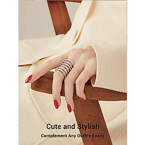 PROSILVER 925 Sterling Silver Ring Full Finger Ring Stacking Italian Silver Adjustable Opening Ring for Women