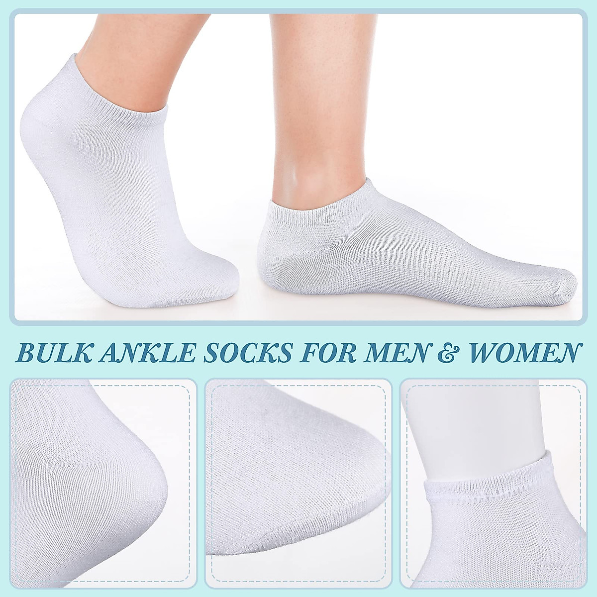 200 Pairs Thin Low Cut Ankle Socks Polyester Comfortable Lightweight Sock for Men Teens Team Charity Event Supplies Bulk Pack (White)