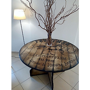 Round Table Top Inspired by Old Wine, Whiskey & Beer Barrels, Size 16/20/24/30/36/40/42/46 Inch, Living Room Bar Kitchen Patio Wood Furniture, Antique Look, Handmade Aged Rustic Table