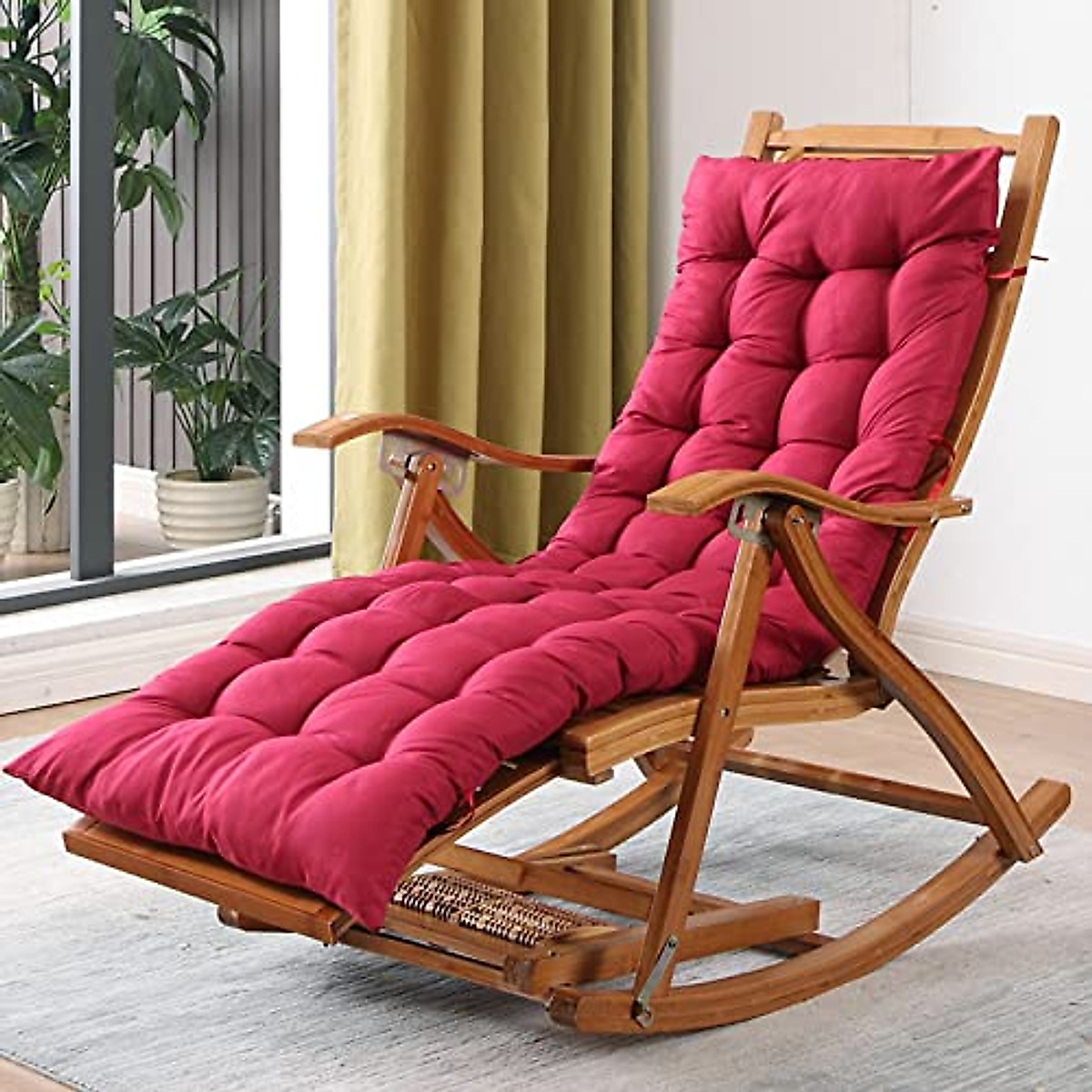 Lounge Chair, Balcony Home Lounge Chair, Rocking Chairs for Adults Wooden Bamboo Stable Comfort Garden Deck Chairs Load-Bearing 200kg (Color : Wooden Chair)