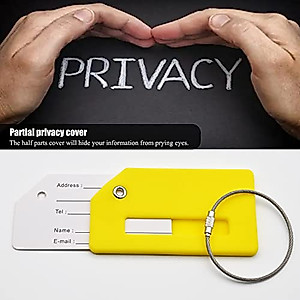 7 Pack Silicone Luggage Tag Baggage Handbag Travel Suitcase Tags with Name ID Card Perfect to Quickly Spot Luggage Suitcase (Yellow）