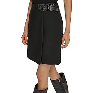 Karl Lagerfeld Paris Women's Sportswear Skirt Suiting, Black, 6