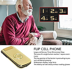 Yoidesu 2G Unlocked Flip Cell Phone for Senior, SOS Big Button Easy to Use Flip Mobile Phone for Elderly, 2.4in Large Screen High Volume Dual SIM Senior Basic Phone, 4800mAh Battery Flashlight, Gold