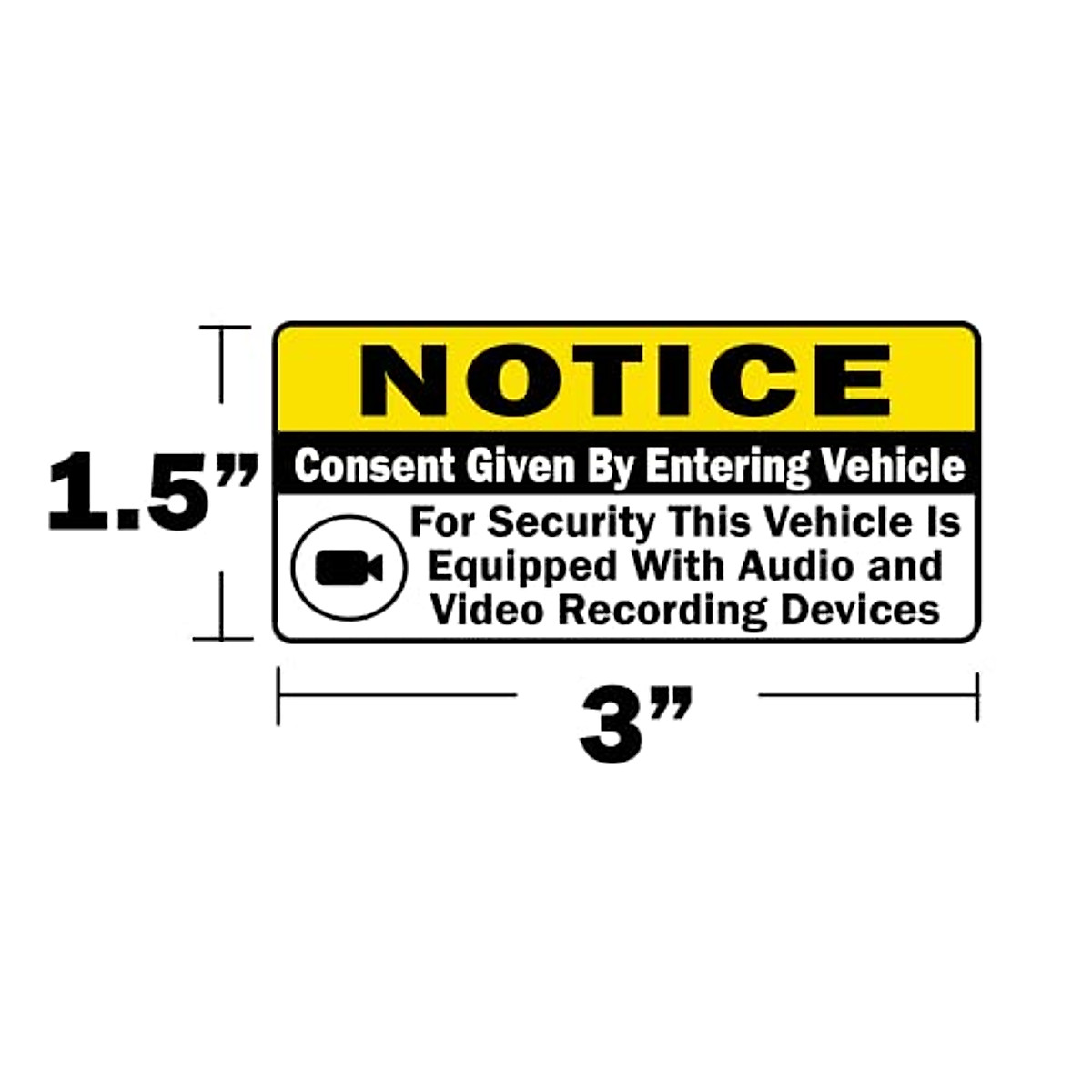 TOTOMO (Set of 8) Notice Audio and Video Recording Consent Stickers - 3" x 1.5" Self Adhesive Signs (4pc Front Adhesive & 4pc Back Adhesive Stickers) Dashcam Warning Decal