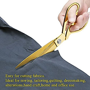 Premium Tailor Scissors,Heavy Duty Sewing Scissors Gold Titanium Coating Stainless Steel Fabric Scissors Leather Comfort Grip Shears Professional Ultra Sharp Cloth Tailor Scissors 10.5 Inch