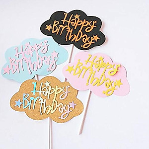Amosfun Blue Paper Cake Toppers Cloud Design Cake Picks Birthday Cupcake Decoration Party Dessert Fruit Insert Favor for Party Cake Decortion
