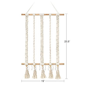 Isuesee Hair Bow Holder for Girls Macrame Headband Organizer Hanging Hair Bow Hanger Storage Hair Accessories Display Rack Boho Wall Decor for Baby Girls Room