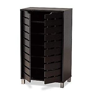 Baxton Studio Ernest Shoe Cabinets, Dark Brown/Grey