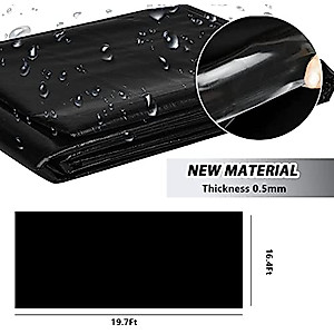 uyoyous Pond Liner 16x20 Ft 20 Mil Thickness Black HDPE Rubber Liners Fish Pond Liners for Outdoor Ponds, Fountains, Waterfall & Water Gardens