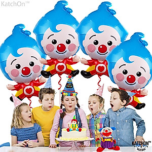KatchOn, Big Plim Plim Balloons - 24 Inch, Pack of 4 | Clown Balloons for Plim Plim Party Decorations | Plim Plim Birthday Party Supplies | Plim Plim Balloon Foil for Circus Theme Party Decorations