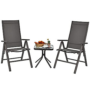 ZHYH Patio Chair 2 Piece Folding Dining Chair with Adjustable Back