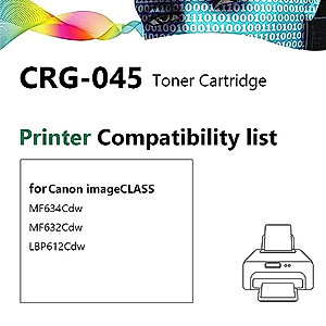 045 Black Toner Cartridge CRG-045 Compatible for Canon Color ImageCLASS MF634Cdw MF632Cdw LBP612Cdw LBP612C LBP612 MF632 MF632C 634C MF634 Black x 1