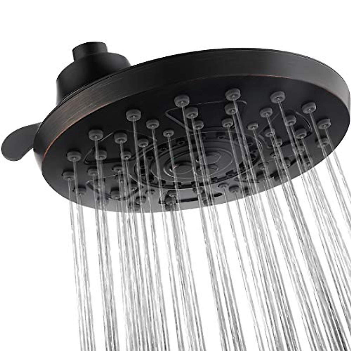 BIRGHT SHOWERS Rain Shower Head 8 Inch Four Spray Settings Fixed Shower Head with Adjustable Brass Ball Joints, Oil-Rubbed Bronze