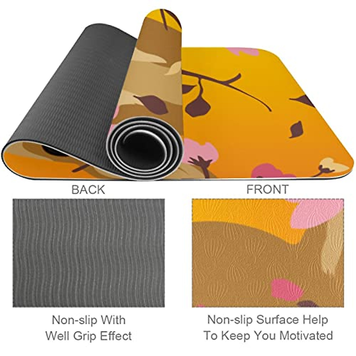 Yoga Mat, Yoga Mats for Home Workout, Workout Mat, Exercise Mats, Pilates Mat, Dog and Flower Floral Colorful