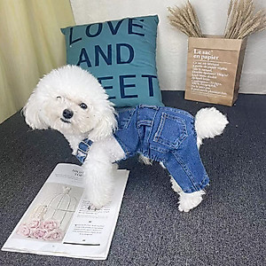 GUAGLL Pet Dog Clothing Washed Denim Comfort Stretch Jeans