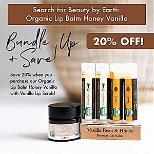 Organic Lip Scrub Vanilla - Lip Scrubs Exfoliator & Moisturizer, Lip Exfoliator Scrub, Sugar Lip Scrubs, Lip Sugar Scrub, Lip Care Products for Chapped Lips, Lip Scrubber, Lip Moisturizer for Dry Lips