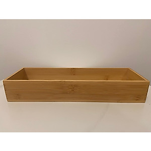 SYAOYI Bamboo Drawer Organizer - Kitchen Drawer Utensil Organizer Office Supplies Desk Organizer Makeup Silverware Tray Flatware Organization 12"*4"*2"