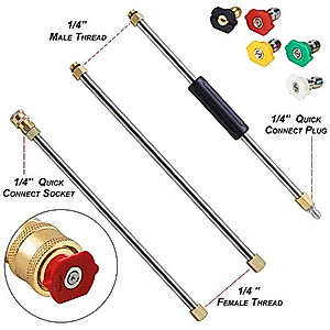 AgiiMan Gutter Cleaning Tool Pressure Washer - Extension Wands, Roof Cleaner Lance Nozzle - 4000 psi 5 Tips, Window Washing Accessories, Power Washer