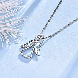 FJ Guardian Angel Necklace 925 Sterling Silver Angel Pendant Jewelry Gifts for Women