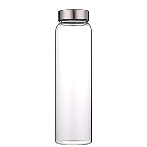 sunkey Glass Water Bottle 32 oz High Borosilicate with Neoprene Sleeve Leak Proof Lid Reusable Eco Friendly Bpa Free