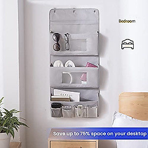 1 Pack Over the Door Organizer, heylad 35.2lbs Load Closet Door Organizer Hanging, Swing-proof Diaper Organizer Storage with 4 Big Pockets 4 Side Mesh Pockets for Nursery Newborn Baby Essentials Stuff