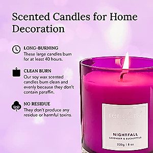 Candle Gifts for Women - Lavender Scented Candle for Home - Purple, Long Burning Soy Candle (40+ hrs / 8 oz) - Lavender & Eucalyptus