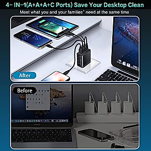 [4 Pack] USB-C Wall Charger, 35W 4-Port Quick 3.0+PD 3.0 Power Adapter, USB Fast Plug Charging Block Compatible for iPhone 14/14 Pro/14 Pro Max/14 Plus/13/12/11, XS/XR/X, Samsung Series, Tablet