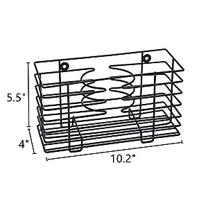 YCOCO Hair Dryer Holder,Hair Tool Organizer Wall Mount Metal Wire Bathroom Hair Care Styling Tool Organizer Storage Basket for Hair Dryer, Flat Irons, Curling Wands, Hair Straighteners,Black