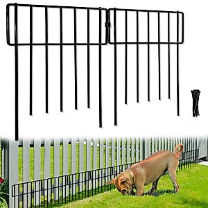 Thrivinest 10 Pack Animal Barrier Fence, No Dig Fence Decorative Fences, 17in(H) x10ft(L) Rustproof Metal Small Garden Fence Border for Dogs Rabbits, Bottom Blocker for Outdoor Yard Patio