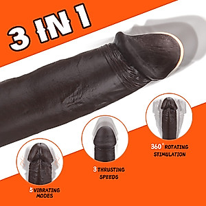9.8" Thrusting Dildo Vibrator for Women, Realistic Vibrating Dildo with Remote Control 3 Telescopic & 5 Vibrations Modes, Silicone Telescopic Dildo Sex Toys for Couple G-spot Anal Stimulation