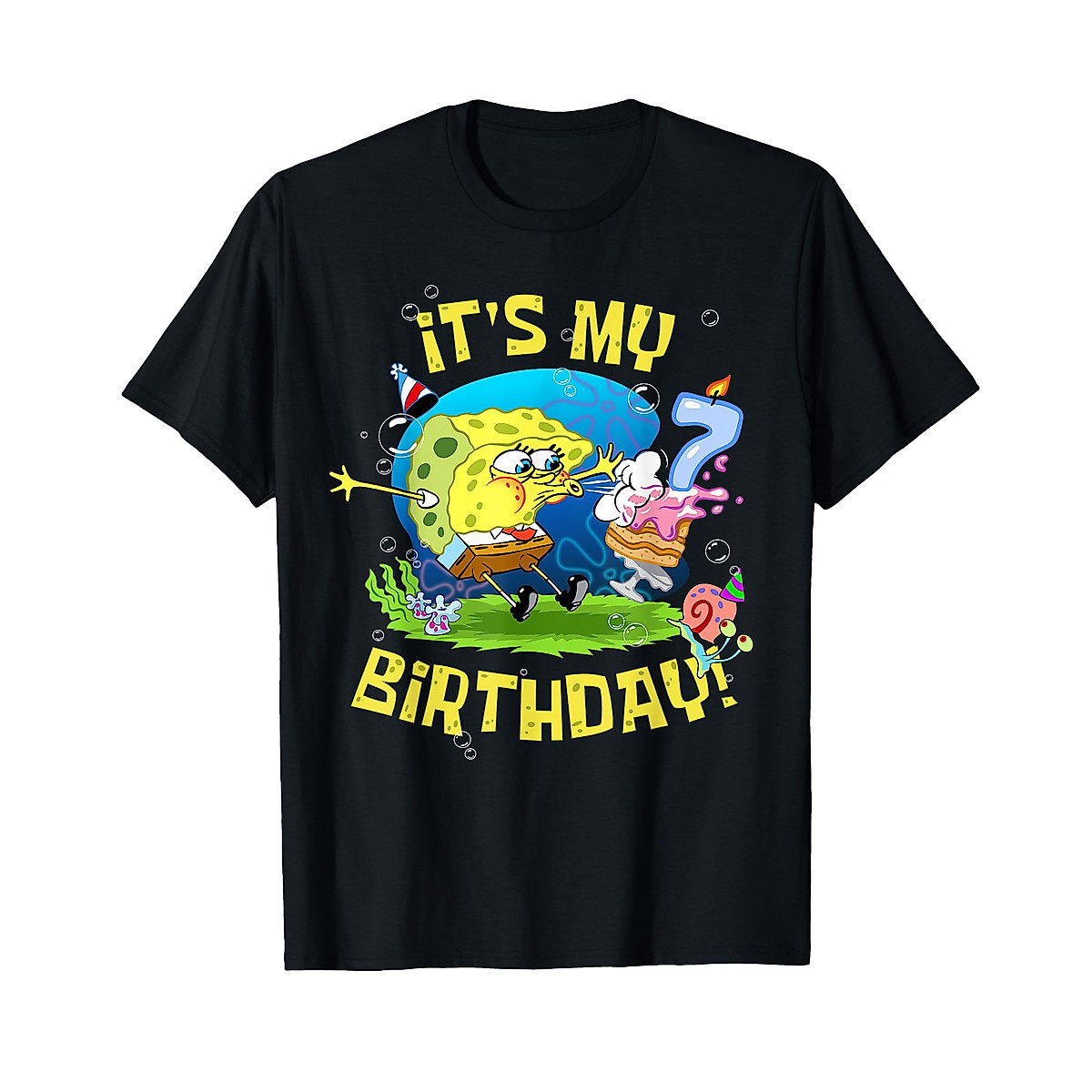 Mademark x SpongeBob SquarePants - Spongebob It's My 7th Birthday Cake Seven B-Day Spongebob T-Shirt