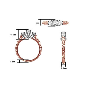 MauliJewels 0.50 Ct. Three-Stone Diamond Engagement Ring Women, 14K Solid Gold