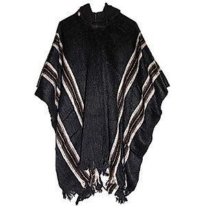 Gamboa Alpaca Poncho - Hooded, Charcoal, OS