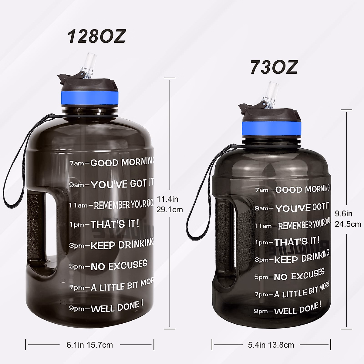 BuildLife 1 Gallon Water Bottle with Time Marker and Straw –Large Water Bottle- Motivational Water Bottles with Times to Drink, Leak Proof BPA Free(Black, 1 Gallon)