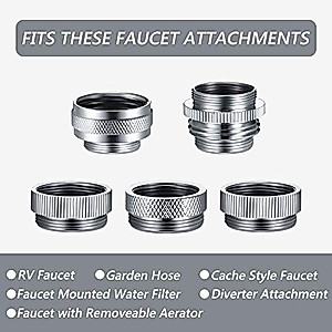 Hotop Faucet Adapter Kit, Brass Aerator Adapter Male Female Sink Faucet Adapter Connecting Garden Hose, Water Filter, Standard Hose via Diverter (10 Pieces)