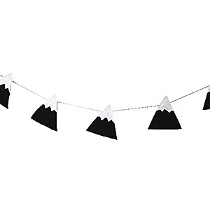 ELLA & MAX Kids Nursery Decor Mountain Garland Banner Black Felt Bunting, Woodland Theme Nursery, Rustic Nursery Decor. Handmade in USA.