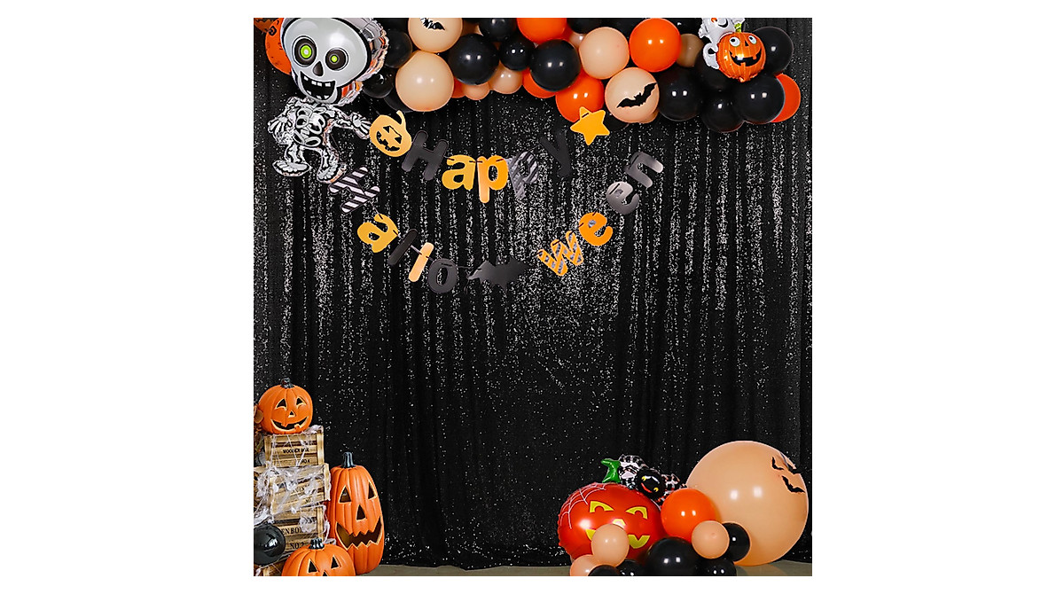 Black Sequin Backdrop 6x8 FT | Wedding, Party & Photo Booth