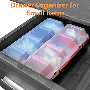 Screw Organizer Storage Bins, 2 Pack Stackable Bins with Lids, Divider Compartment Containers for Garage/Craft Tool Organizing, Tool Cart Cabinet Workbench Drawers Organization and Storage (Red)