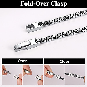 Richsteel Cubic Zirconia Tennis Chain for Men Women 18 Inch Black CZ Necklace Chain