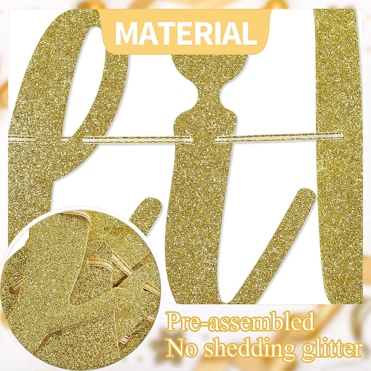 Party Like It's 1983 Banner, 41st Birthday Anniversary Party Decorations, Back in 1983 Birthday Decoration, Pre-Strung, Gold Glitter