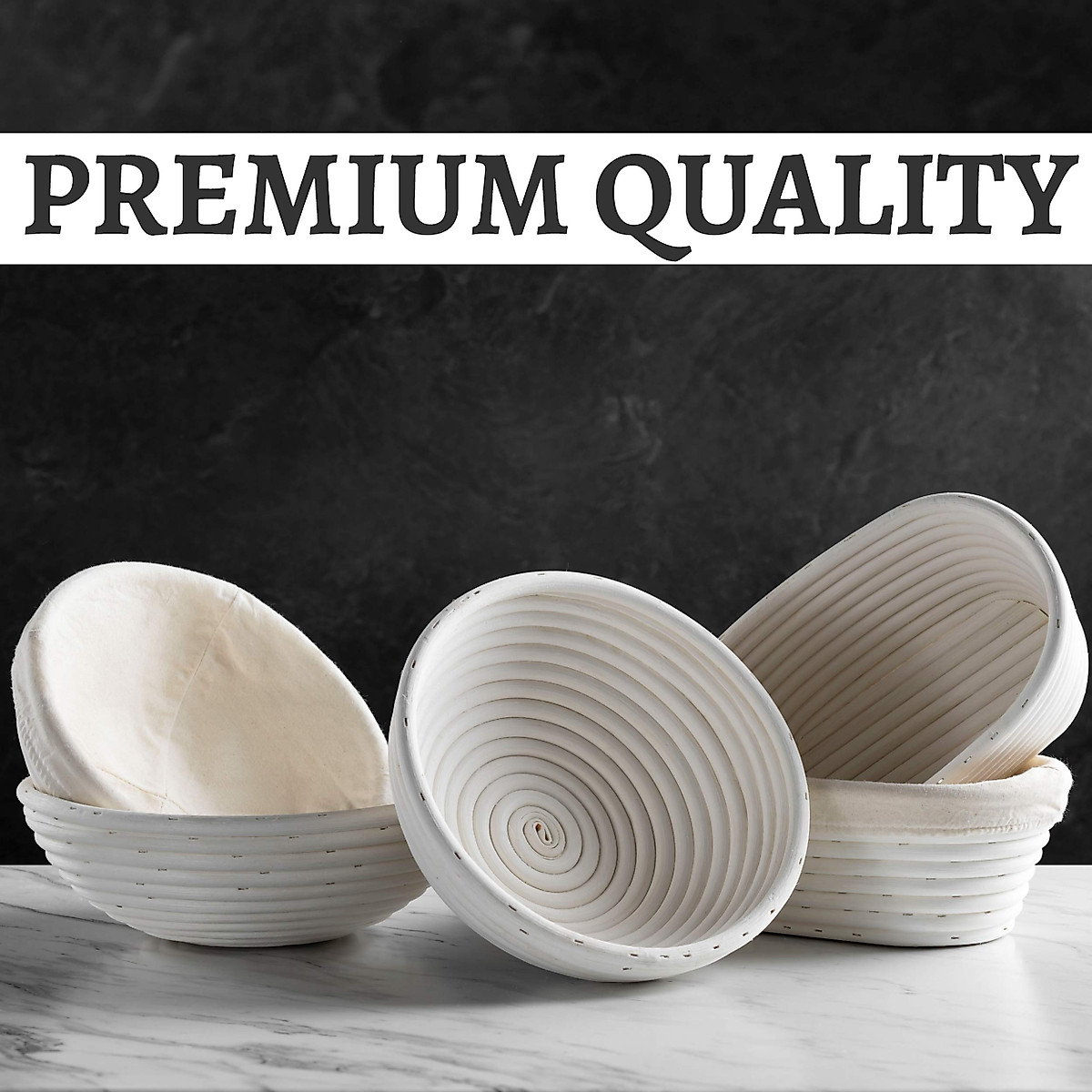 Bread Banneton Proofing Basket [Set of 2] Oval 10x6 Inch Sourdough Rising Baskets with Liner