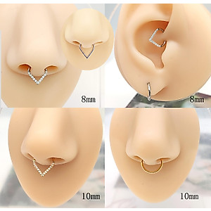 MeiziQL 3Pcs Septum Rings 16G Teardrop Septum ring 316L Surgical Steel Daith Conch Rook Tragus Cartilage Earrings Hypoallergenic Piercing Jewelry for Women Men 8mm (CZ Teardrop Gold)