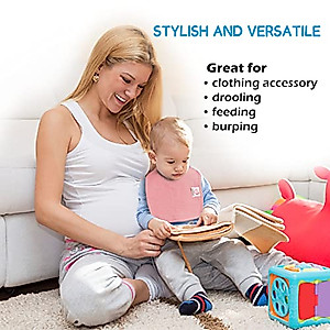 Bearmoss Muslin Baby Drooling Bibs 8 Pack, 100% Cotton Square Adjustable Bandana Bibs Gift for Baby Girls Boys Teething Drool (Summer Berry)