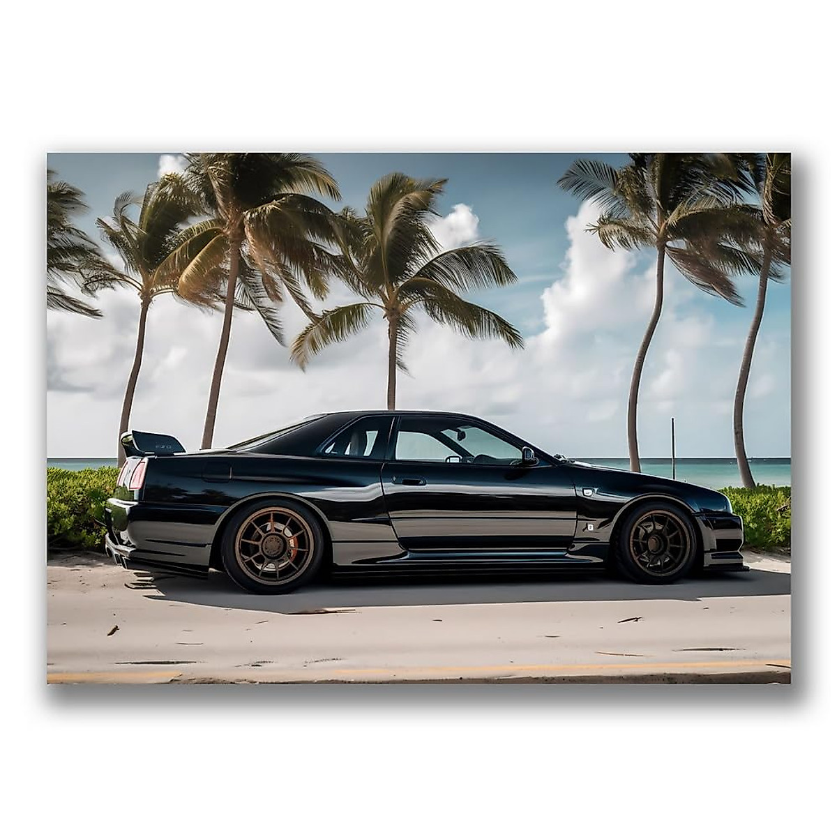 HAENJA 11x14 Nissan Skyline GTR R34 Urban Landscape For Beaches Posters Scenery Landscape Wall Art Modern Family Bedroom office Decor Poster Photo Paper Gift printUnframe-style 20x25cm
