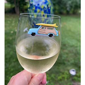 Simply Charmed Beach Wine Glass Charms - Magnetic Drink Markers for Stemless or Stemmed Glassware - Set of 12 Wine Magnets