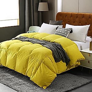 BPC Twin Size Down Comforter - Goose Duck Down and Feather Filling - Soft Brushed Microfiber Fabric-All Season Feather Down Comforter Duvet Cover with Cover Tabs Duvet Insert