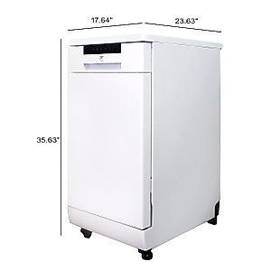 SPT SD-9263W 18″ Wide Portable Dishwasher with ENERGY STAR, 6 Wash Programs, 8 Place Settings and Stainless Steel Tub – White