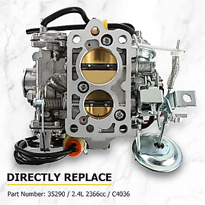 AUXMART Carburetor for Toyota 2 Barrel 22R Engine 1981 1982 1983 1984 1985 1986 1987 with Round Plug Connector TOY-505 TOY-507 (35290/2.4L 2366cc/ C4036)